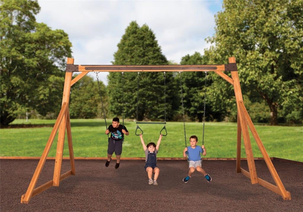 Free-Standing Swing Beam with Belt Swings and Trapeze | Texas Backyard ...